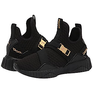 PUMA Women's DEFY MID Sneaker, Puma Black-Gold, 8