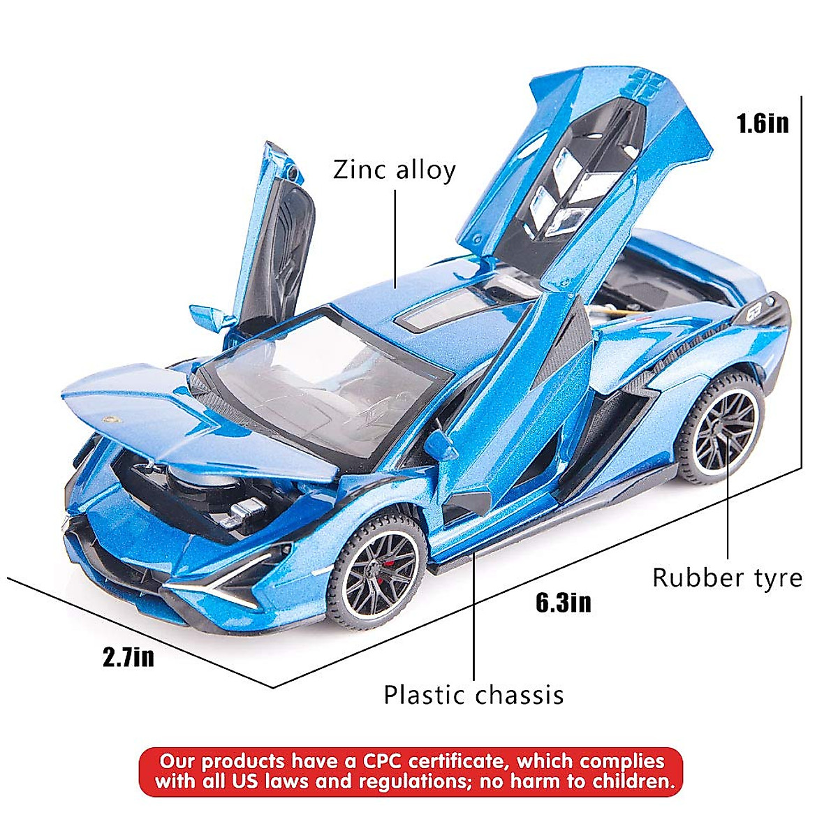 BDTCTK Sian FKP37 Car Model Toy 1/32 Child Sound and Light Pull Back Car Zinc Alloy Casting Toys for Kids Boy Girl Gift (Bule)