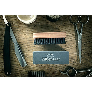 ZilberHaar - Pocket Mustache and Beard Brush - Soft Boar Bristles and Pearwood - Perfect Beard Grooming Tool for Men - Relieves Beard Itch, Works with all Beard Balms and Beard Oils - Made in Germany