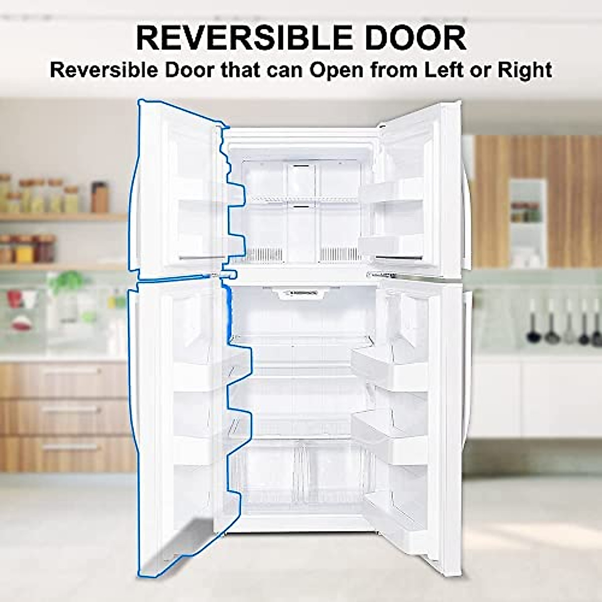 SMETA 18 Cu. Ft Refrigerator for Kitchen Full Size Top Freezer Top Mount Fridge 30" Frost Free, Apartment Garage Ready Refrigerators Double Door with LED light 66 inch tall, White
