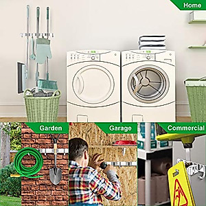 Kulemax Mop and Broom Holder Wall Mount Heavy Duty, Premium Stainless Steel Utility Rack for Tools Hanger, Metal Broom Closet Organizer for Home, Garage, even Outdoor