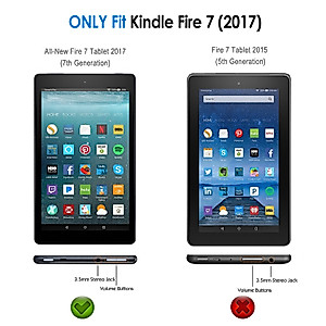 JETech Case for Amazon Fire 7 Tablet (7th Generation 2017 Release Only) Smart Cover with Auto Sleep/Wake (Black)