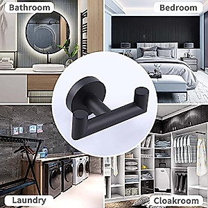 Angle Simple Double Towel Hook Matte Black 2 PCS, Stainless Steel Bathroom Robe Hook, Hand Towel Holder for Wall