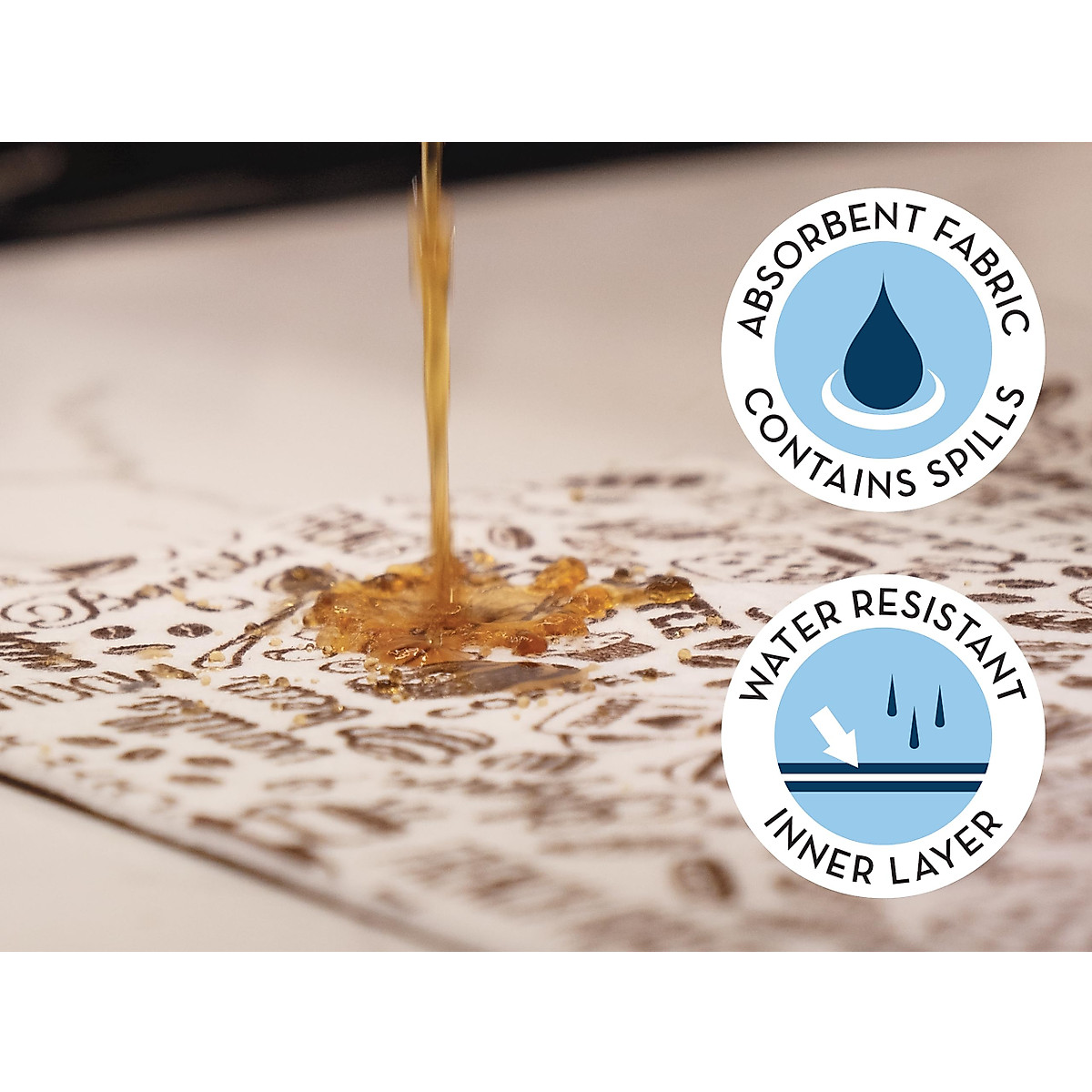 S&T INC. Coffee Mat, Absorbent Coffee Bar Mat for Coffee Maker and Espresso Machine, Coffee Maker Mat for Countertops, Typography Print, 12 in. x 18 in., 1 Pack