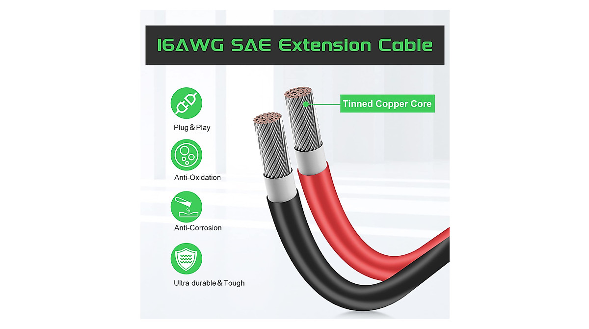 SAE Extension Cable for Solar and Vehicle Batteries | Bateria Power
