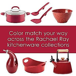 Rachael Ray Enameled Cast Iron Skillet/Fry Pan with Pour Spouts, 12 Inch, Red Shimmer