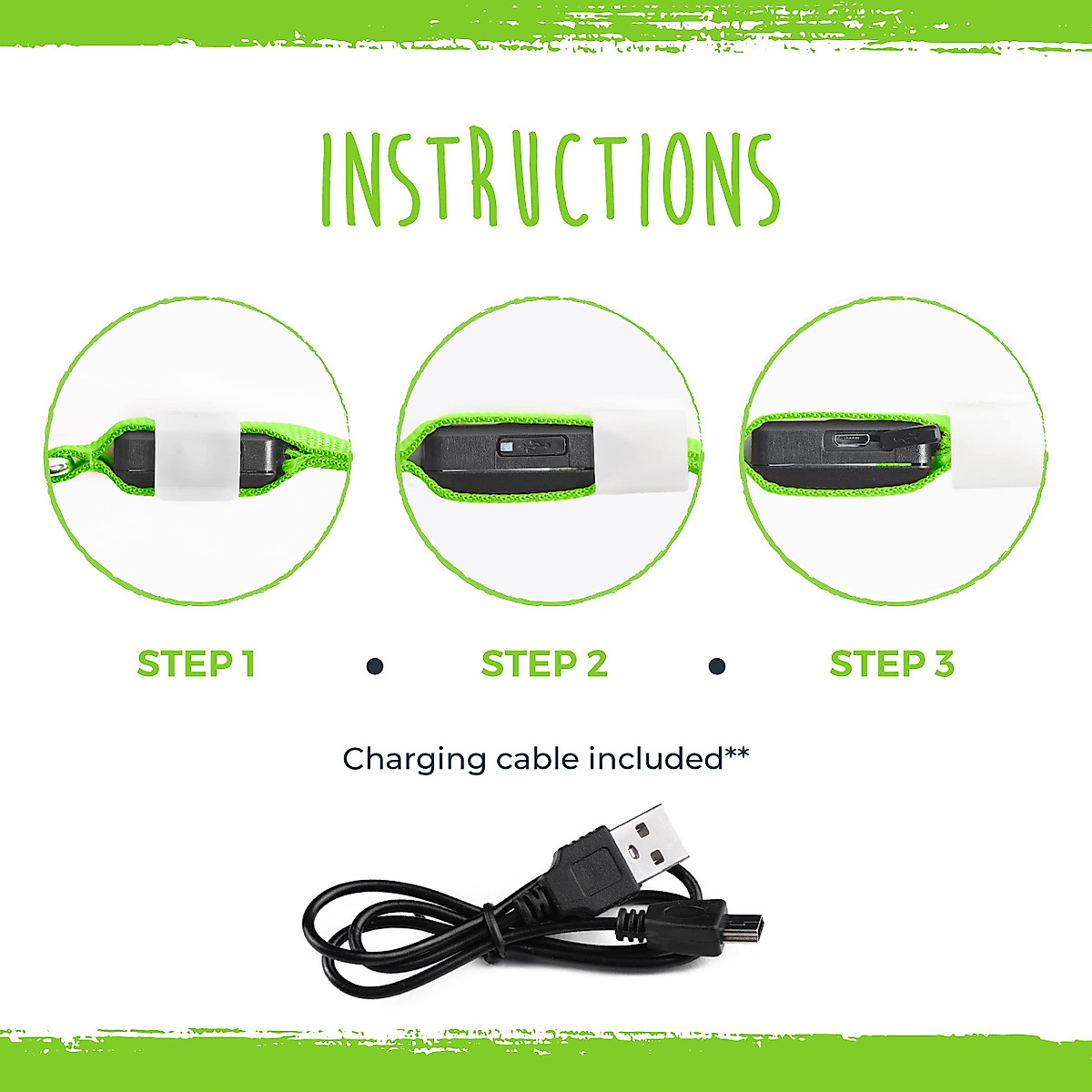 Mighty Paw LED Dog Collar - USB LED Rechargeable - USB Rechargeable Light - High Visibility Glow Strips - Glow Pet Weather Resistant - Enhanced Nighttime Visibility - Light Up Dog Collar - (L, Green)