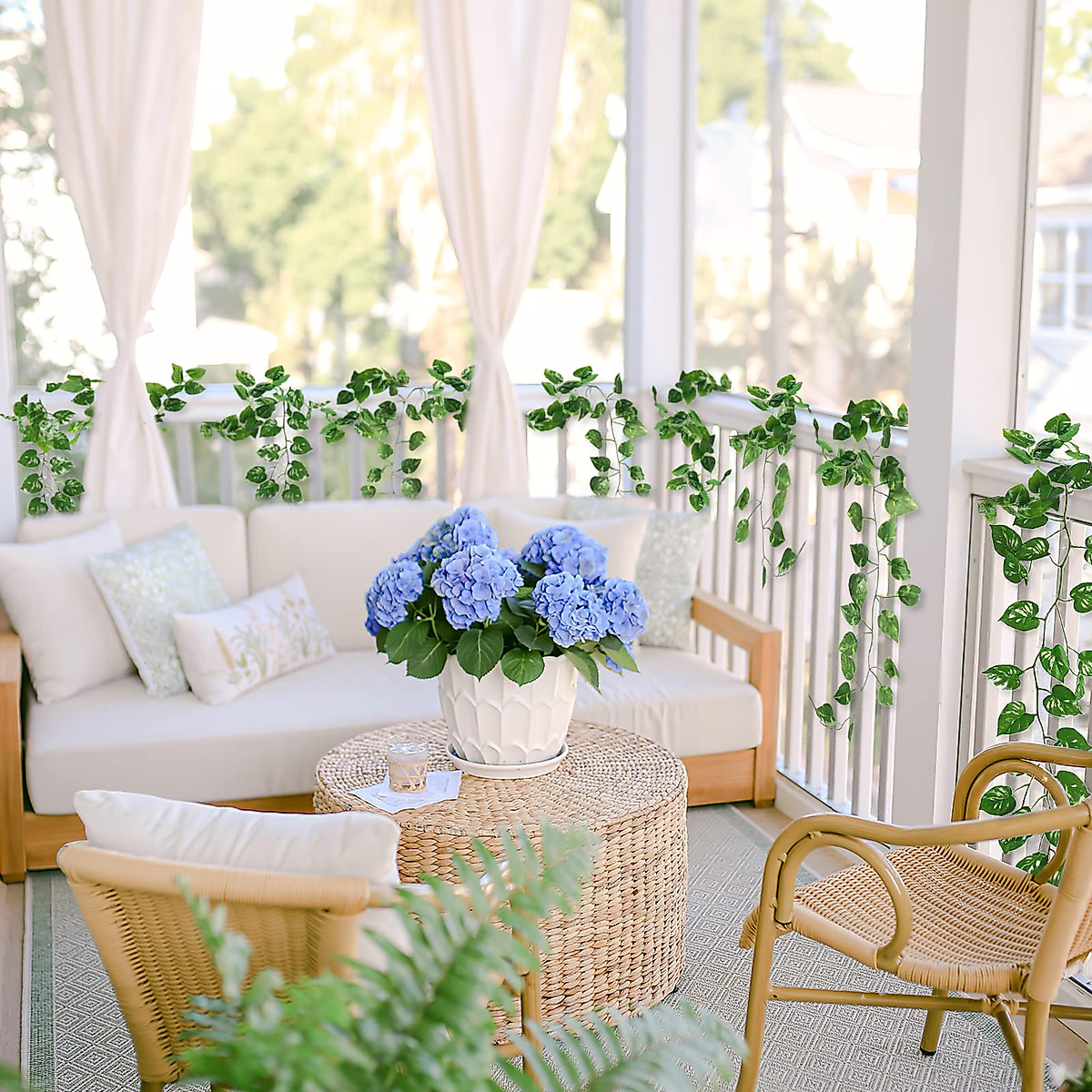 CQURE 14 Pack 98Ft Artificial Ivy Garland, Fake Vines UV Resistant Greenery Leaves Fake Plants Hanging Aesthetic Vines for Home Bedroom Party Garden Wall Room Decor