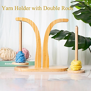 Kamostarr Wooden Yarn Holder for Crocheting, Magnetic Rotating Yarn Ball Holder, Yarn Spinner as Crochet Gift for Knitting Lovers