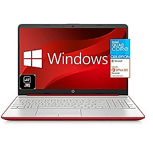 2022 Newest HP 15 15.6” HD Display Laptop Notebook, Intel Pentium Quad-Core N5000(Up to 2.7GHz), 8GB DDR4 RAM, 128GB SSD, 1-Year Office 365, HDMI, USB-C, WiFi, Webcam, Win10, Scarlet Red +JVQ MP