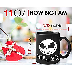 Bubble Hugs Halloween Coffee Mug - Her Jack - Witch Pumpkin Creepy Skull Scary Monster Nightmare Before Christmas Zombie Trick Or Treat Sally Skellington