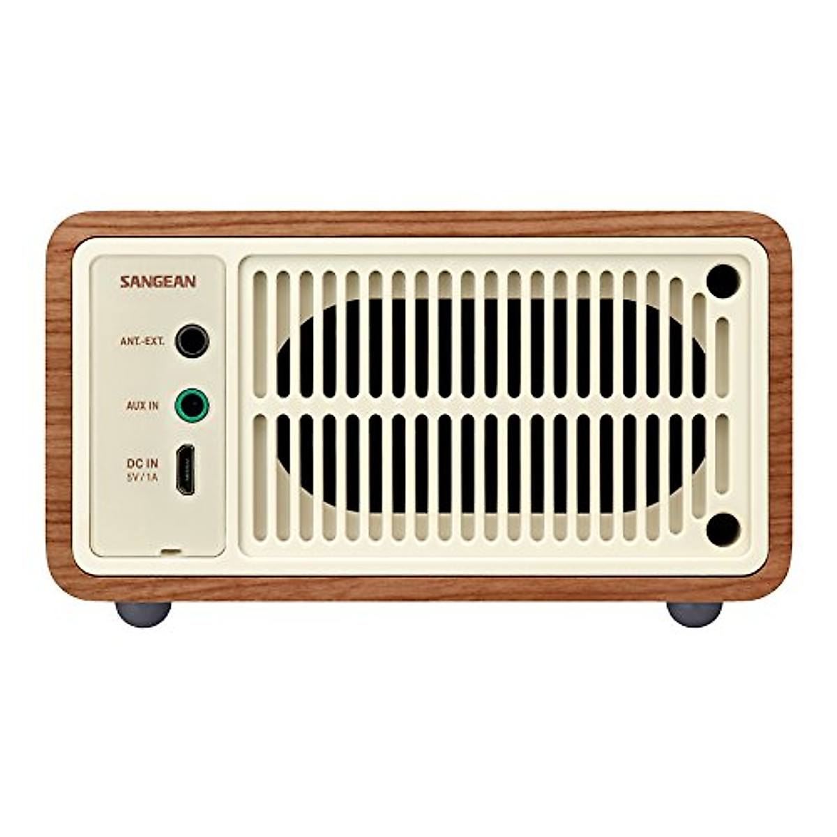 Sangean WR-7WL Wood Cabinet Mini Bluetooth Speaker with FM Tuner and Aux-in Walnut/Wood
