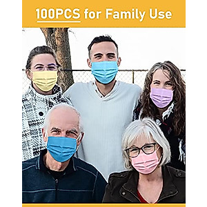 TeNice Masks Disposable 100 Pack, Individually Wrapped Colorful 4 Ply Face Mask for Adults Extra Protection, ASTM Level 3 Medical Grade with 10 Vibrant Colors