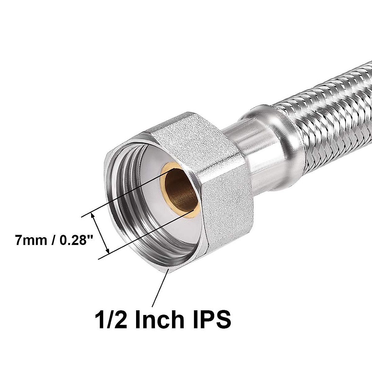 uxcell Faucet Supply Line Connector G1/2 Female x G1/2 Male 24 Inch Length 304 Stainless Steel Hose 2Pcs