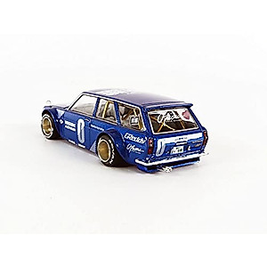 MINI GT 1971 Datsun 510 Wagon Right Hand Drive Blue Met. (Designed by Jun Imai) Kaido House Special 1/64 Diecast Model Car by True Scale Miniatures KHMG011