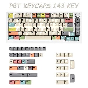 JOLINTAL 134 Keys Canvas Retro Beige Keycaps, PBT Custom Keycaps, Dye Sublimation Cherry MX XDA Profile Keycaps for Mechanical Keyboard