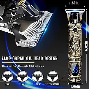 Professional Mens Hair Clippers Zero Gapped Cordless Hair Trimmer Professional Haircut & Grooming Kit for Men Rechargeable LED Display, 20x12x8