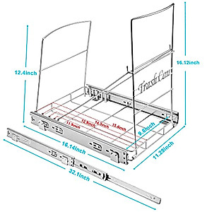 TERMATH Pull Out Trash Can Under Cabinet, Kitchen Adjustable Sliding Waste Bin Shelf, Roll Out Garbage Can Holder Frame, Trash Can Not Included