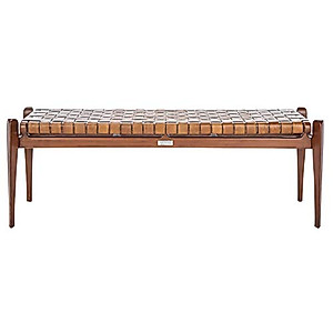 Safavieh Couture Home Dilan 47-inch Brown and Light Brown Leather Weave Bench