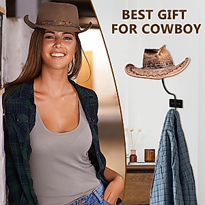 QUUREN Cowboy Hat Rack for Wall 4 Pack Rustic Metal Cowboy Hat Holder Cast Iron Cowboy Hat Hanger Western Horseshoe Hooks for Storage and Display at Closet Bedroom Living Room for Hats Coats Keys