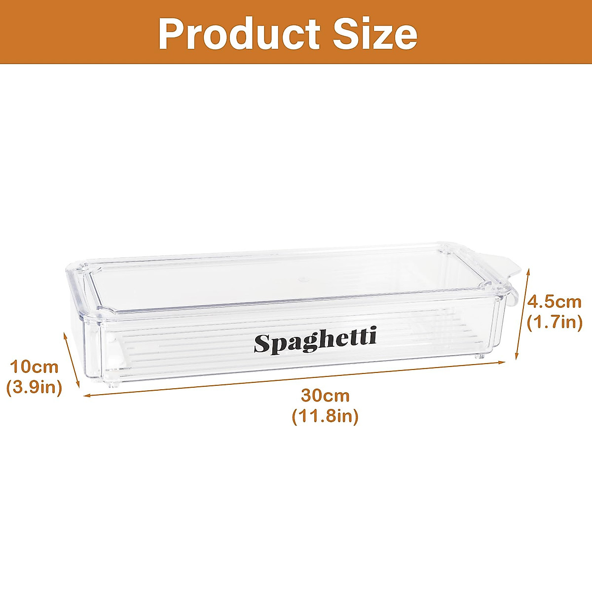 Yomjarl Pasta Storage Container Plastic Spaghetti Food Storage Box, Airtight Spaghetti Noodle Holder Rectangular Chopstick Storage Box for Spaghetti, Pasta, Noodles, Eggs, Fruits Snacks
