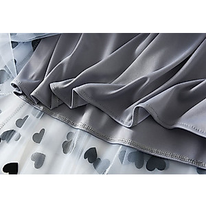 chouyatou Women's Sweet Heart Print Elastic Waist Swing Dance Tulle Long Skirt (One Size, Blue)