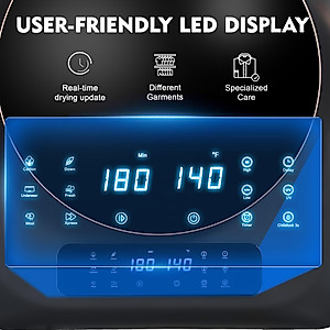 Portable Dryer for Clothes, 8.8 lbs Capacity Front Load Compact Laundry Dryer with LCD Display and Stainless Steel Drum, 850W Electric Dryer Machine for Apartment, Home, Dorm, RV, Grey