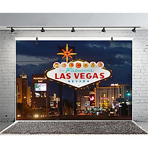 LFEEY 10x8ft Las Vegas Casino Backdrop City Night View Photography Backdrop American Famous Casino Photo Background for Birthday Party Events Studio Props