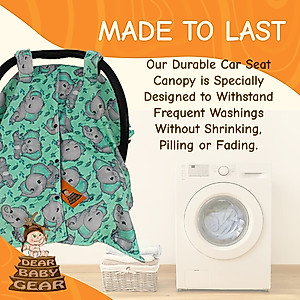 Dear Baby Gear Car Seat Canopy - Premium Infant Car Seat Cover - Maximum Protection/Style - Breathable Car Seat Canopy for Boys - Watercolor Elephant Safari Jungle Print/Custom Print - 40"x30"