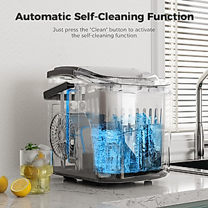 Crzoe Ice Makers Countertop,26Lbs/24H,9 Pcs/6 Mins,Portable Countertop Ice Maker Machine with Self-Cleaning,2 Sizes of Bullet Ice,Small Ice Maker with Handle for Home/Kitchen(Black)