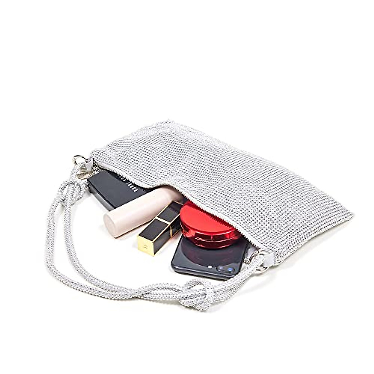 Women Rhinestone Handbag Chic Evening Purse Shiny Hobo bags Silver