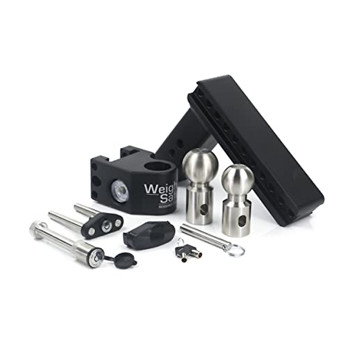 Weigh Safe Adjustable Trailer Hitch Ball Mount - 8" Drop Hitch for 2.5" Receiver w/ 2 pc Keyed Alike Lock Set, Premium Steel Trailer Tow Hitch w/Built in Weight Scale for Anti Sway, 22,000 lbs GTW