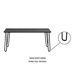 Lavish Home Coffee Table with Hairpin Legs, (L) 41.25” x (W) 19.5” x (H) 17.75”, Black