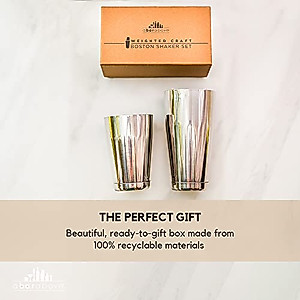 A Bar Above Boston Cocktail Shaker Set – 2-Piece Premium Weighted Boston Shaker Set – Stainless Steel Bartending Kit – 18 oz & 28 oz Martini Shaker Set – Bar Accessories for the Home Bar Set
