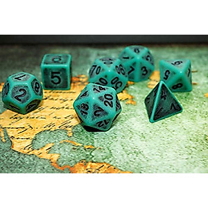 DND Dice Set Ancient RPG Dice for Dungeons and Dragons(D&D) Pathfinder MTG Tabletop Role Playing Game Polyhedral 7-Die Dice Group (Green)