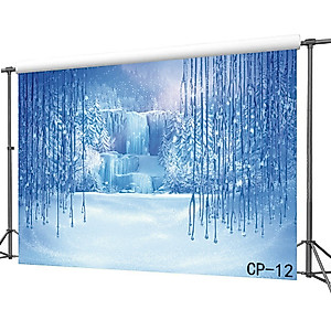 LYWYGG 7x5ft Ice and Snow White World Photography Backdrops Background Christmas Winter Snow Ice Crystal Pendant World for Children Photo Studio Props Backdrop CP-12