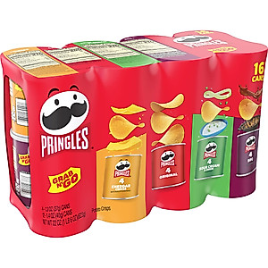 Pringles Potato Crisps Chips, Lunch Snacks, Office and Kids Snacks, Grab N' Go, Variety Pack (16 Cans)
