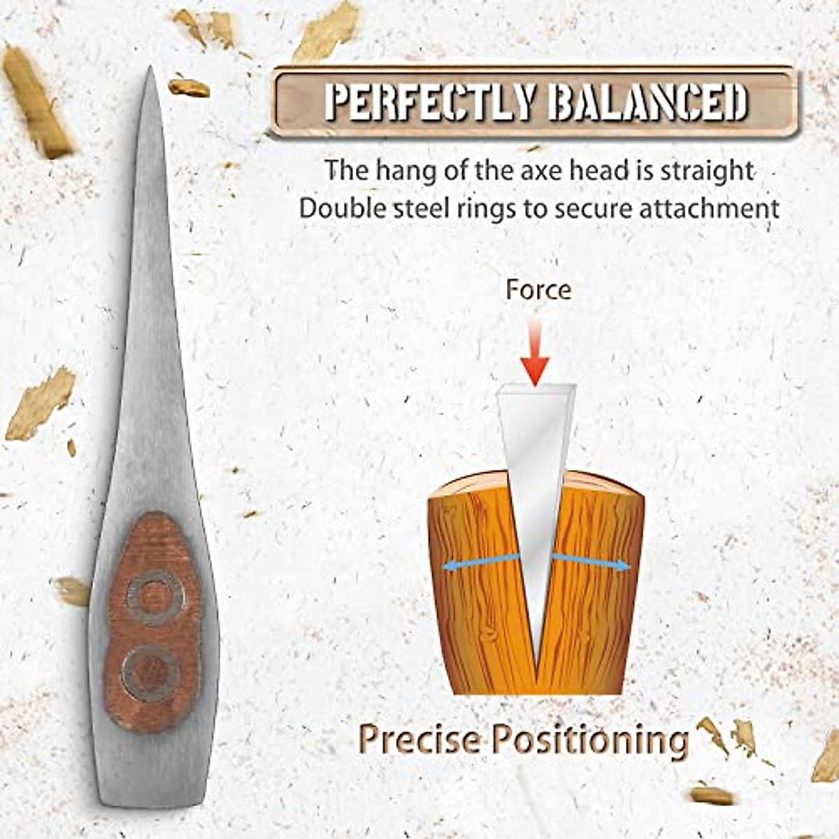 NedFoss 15" Hatchet, Chopping Axes and Hatchets for Wood Splitting and Kindling, Forged Carbon Steel Bushcraft Axe Head Beech Wood Handle, Retro Leather Sheath