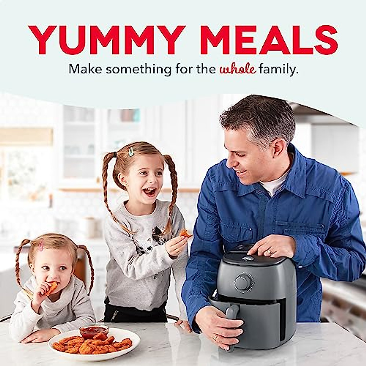 DASH Tasti-Crisp™ Electric Air Fryer Oven, 2.6 Qt., Grey – Compact Air Fryer for Healthier Food in Minutes, Ideal for Small Spaces - Auto Shut Off, Analog, 1000-Watt