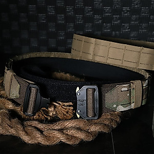 KRYDEX Tactical Battle Belt with Quick Release MOLLE System, Inner Belt, Padded Anti-Slip Pad