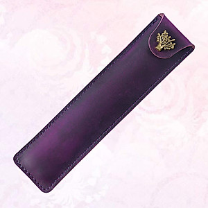 NUOBESTY Leather Pen Pouch Single Pen Case Holder Fountain Pen Pouch Soft Pen Sleeve Cover Durable Pen Case Desk Supplies (Purple)