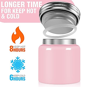 MZLMZL Insulated Food Jars,10oz Insulated Food Container,Soup Termoses Para Comida Caliente,Wide Mouth Design Food Jars Hot or Cold Meals Lunch Box (10oz-Pink)
