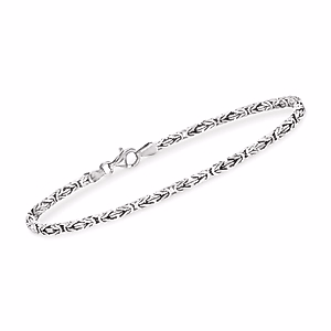 Ross-Simons 2.3mm Sterling Silver Square Byzantine Bracelet. 7 inches