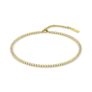 Cowlyn Tennis Choker Necklace Crystal Cubic Zirconia CZ Chain Dainty Gold Silver Plated Diamond for Women Charm Jewelry