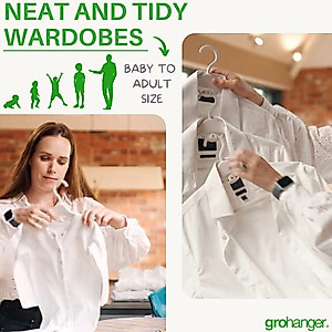 Grohanger Space Saving extendable Baby Hangers with Clips (10-16.4"). Only Expandable Kids Hangers with Full Adult Size Trouser bar and Clips. 18 Stylish Childrens Hangers. 6 Have Clips.