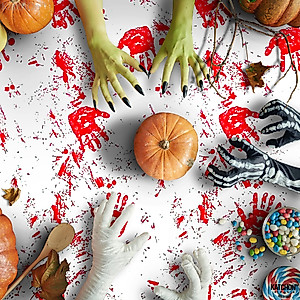 KatchOn, Bloody Table Cloth Halloween - Pack of 3, Large 54x72 Inch | Halloween Tablecloth Plastic, Zombie Red Bloody Handprint Tablecloth | Halloween Table Cover for Halloween Table Decorations