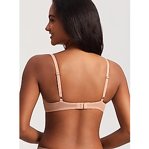 DOBREVA Women's Push Up Bra Eyelash Lace Sexy Cleavage Underwire Support Plunge Bras Blush Beige 32B