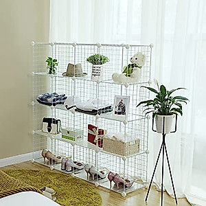 SONGMICS 16-Cube Shelves Organizer, Modular Bookcase, DIY Closet Cabinet Shelf White ULPI44W
