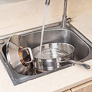 RD ROYDX Stainless Steel Deep Saute Pan With lid Copper Core 10 Inch Tri-ply Impact-bonded Base Technology Frying Pans for Cooking