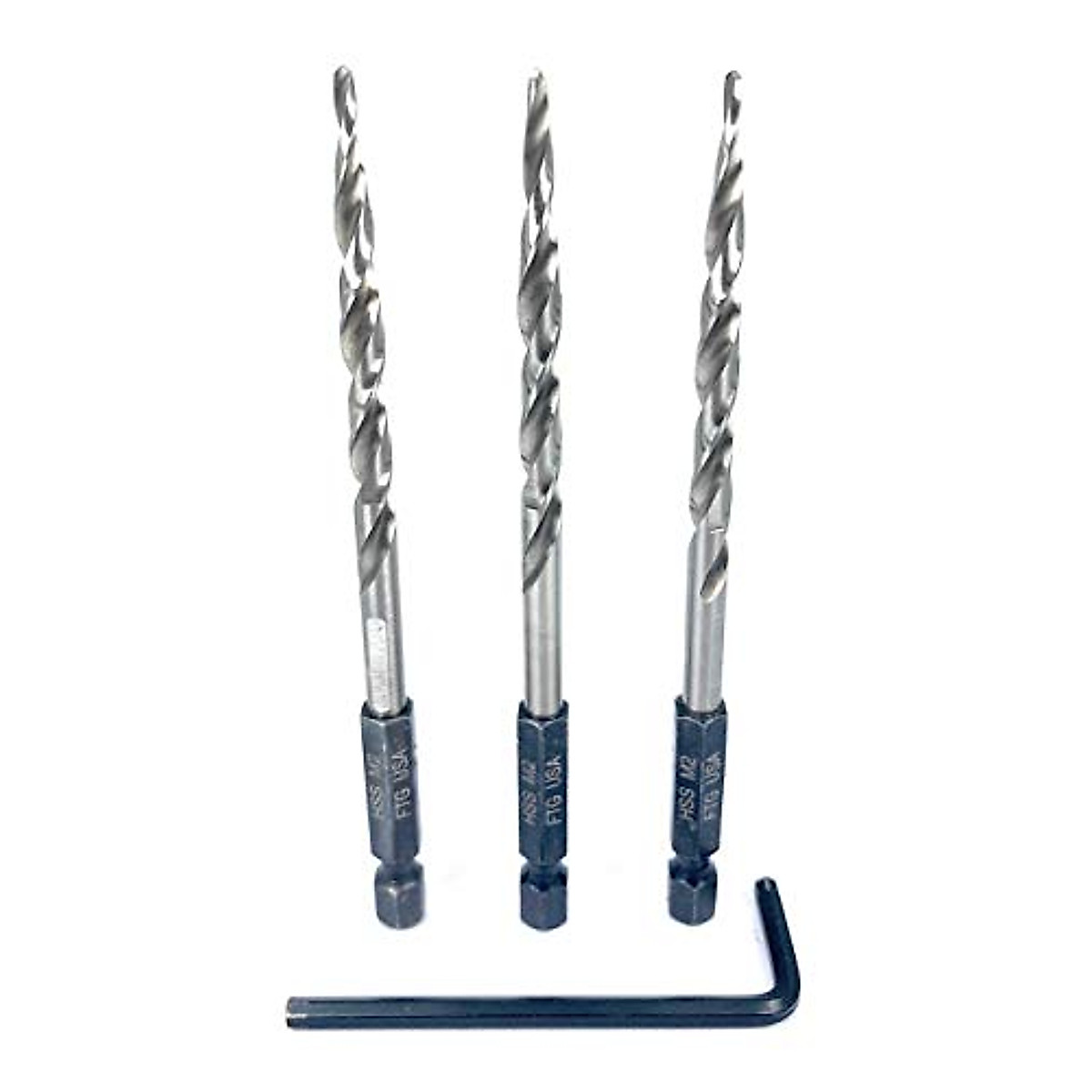 FTG Maximum Torque 6 Piece Same Size #10 (3/16") Pro Pack Countersink Drill Bit Set with 1 Depth Stop Collar 3/8" and 1 Hex Wrench plus 3 Piece Replacement Countersink Drill Bit Only with 1 Hex Wrench